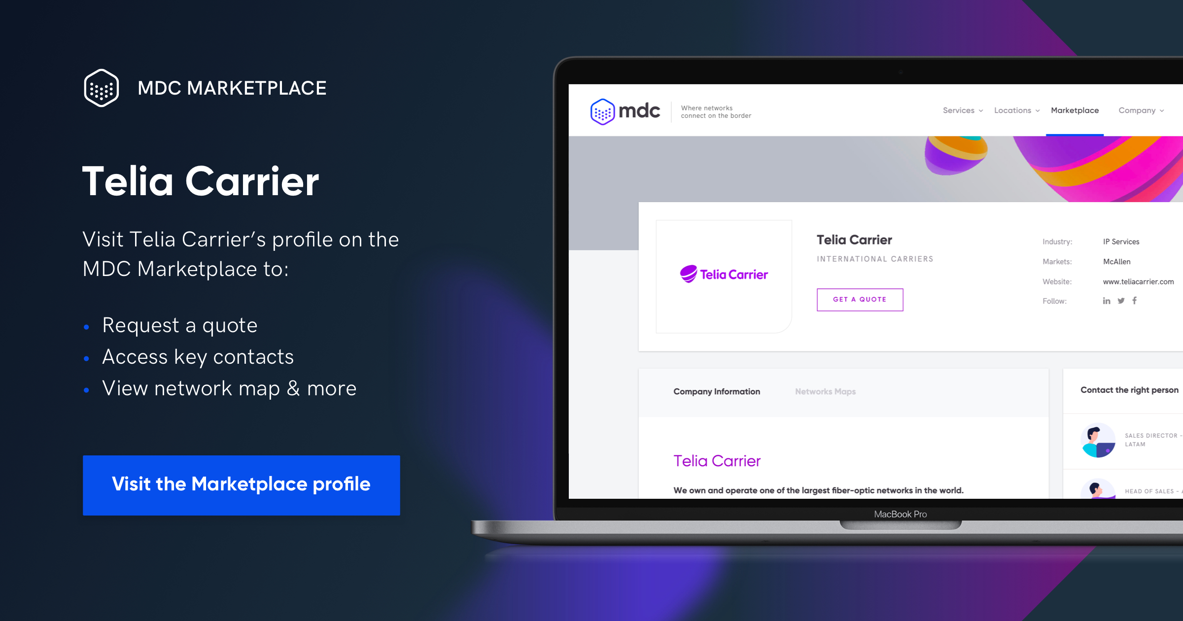Connect to Telia Carrier | MDC Marketplace | MDC Data Centers